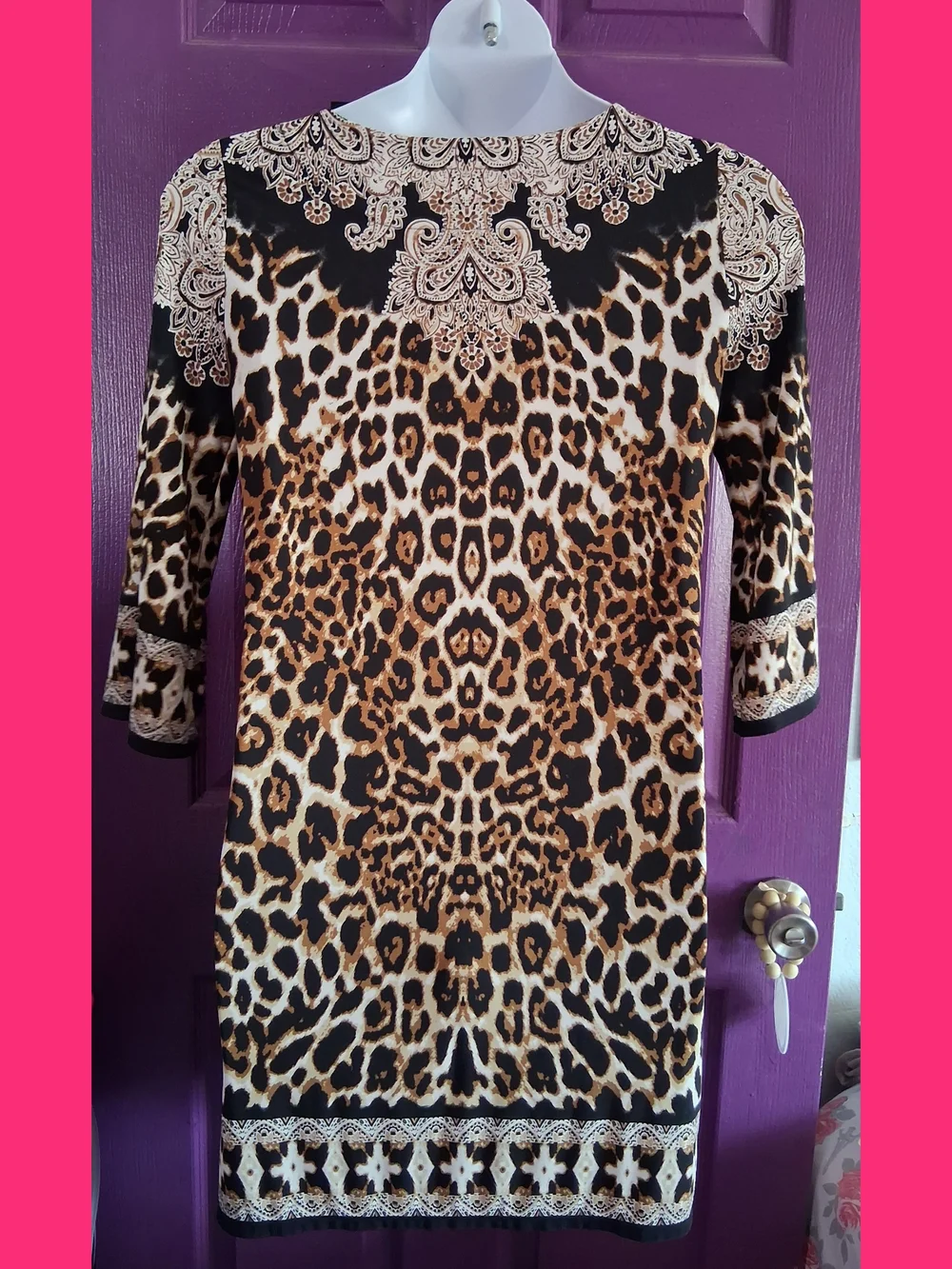 Ruby Rd. | Dresses | Ruby Rd Leopard Print Dress In Black And Brown ...